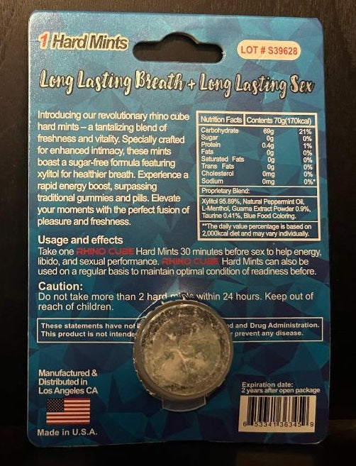 Rhino Cube Blue Hard Mints Male Enhancement