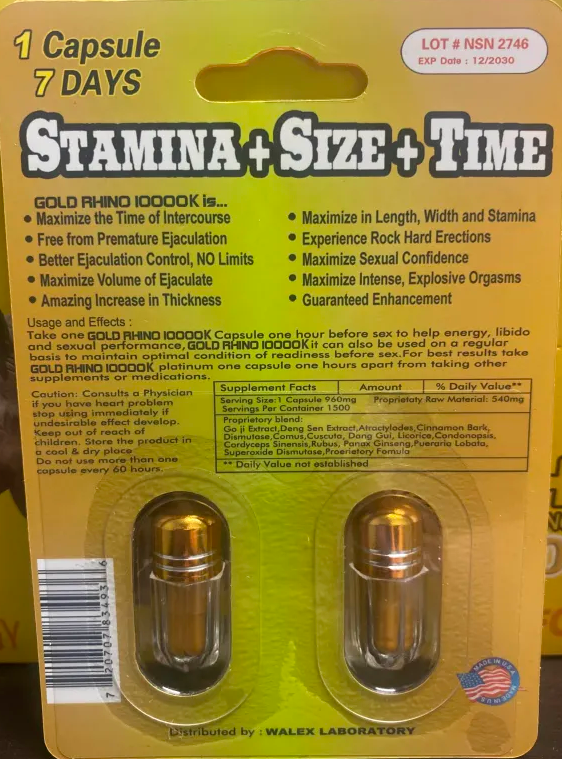 Gold Rhino 10000K Double Capsule Male Enhancement